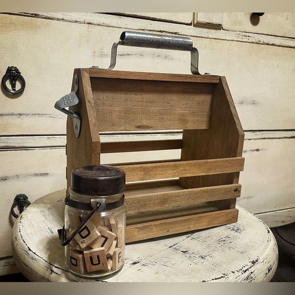 Vintage | Accents | Rustic Wooden Caddy With Metal Handle | Poshmark